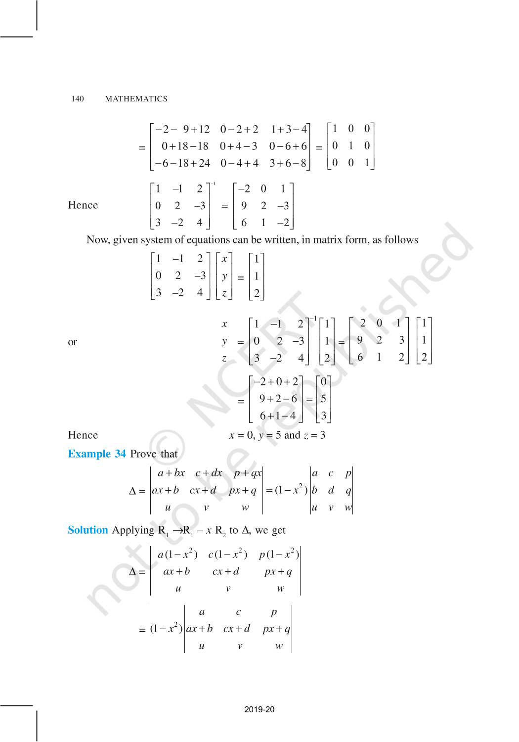 Determinants - NCERT Book of Class 12 Mathematics Part I